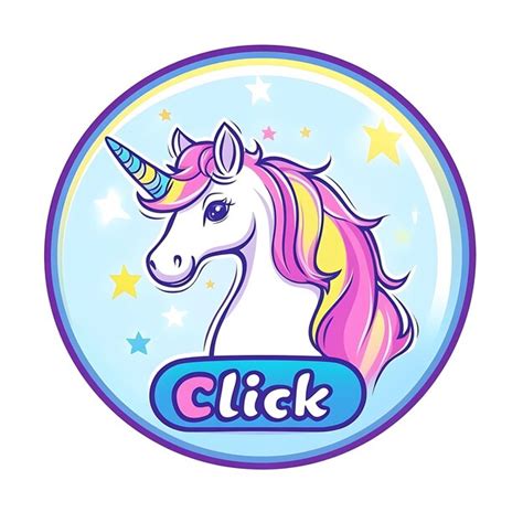 Rainbow Unicorn Themed Inside A Circular Button With Text Cl Website