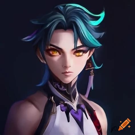 Artwork Of Xiao From Genshin Impact In A Powerful Pose On Craiyon