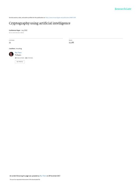 Cryptography Using Artificial Intelligen Pdf Cryptography Artificial Neural Network