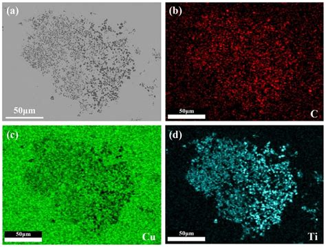 eds analysis of the as cast cu 4ti 1c sample a sem image b d