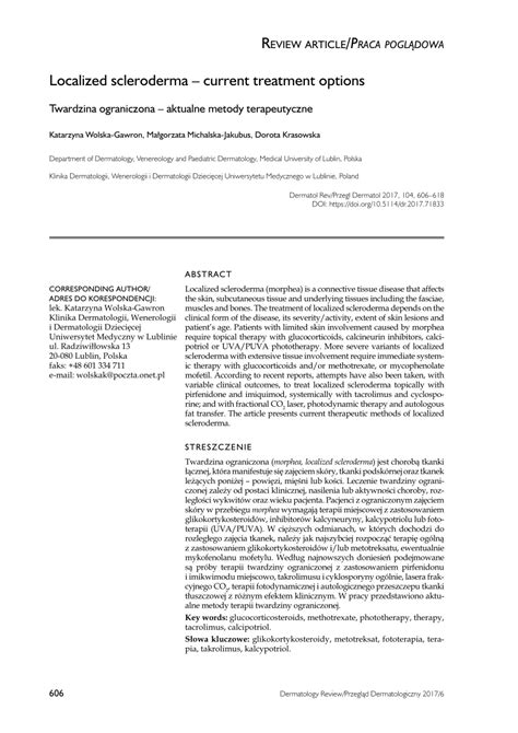 Pdf Localized Scleroderma Current Treatment Options