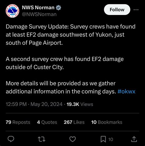 Nws Norman Preliminary Survey Of Both The Yukon And Custer City
