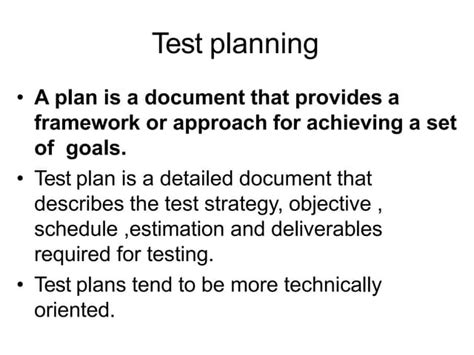 Test Planning And Concepts Planning Test Planning And Concepts Planning Ppt