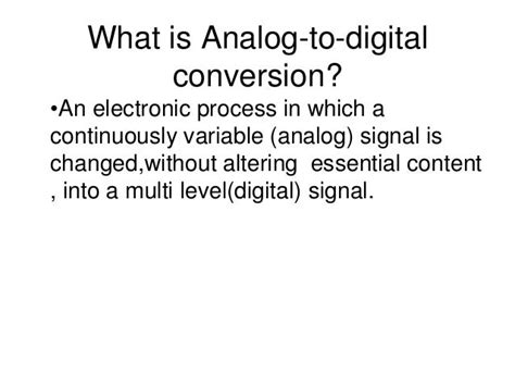 Analog To Digital Conversion Process