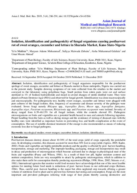 Pdf Fungi Isolation And Identification