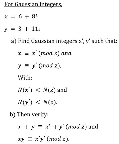 Solved Using The Gaussian Integers Find X And Y In Terms Chegg Com