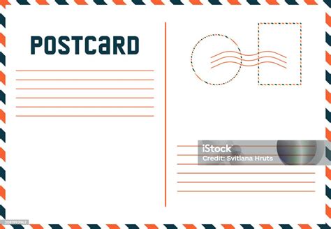 엽서 템플릿입니다 흰 종이 질감입니다 우표가 있는 복고풍 항공 우편 봉투 벡터 일러스트 레이 션입니다 검은색에 대한 스톡 벡터 아트 및 기타 이미지 Istock