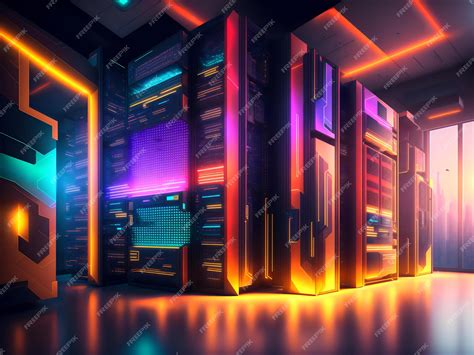 Premium Ai Image Digital Interior Construction Technologically Advanced Abstract Data Center