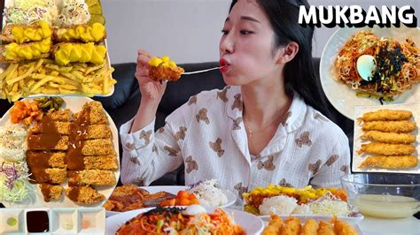 먹방ㅣ돈까스쫄면정식은 맛있어😋💛 경양식돈가스 고구마치즈돈까스 쫄면 새우튀김 Ft수프 돈까스 리얼사운드 집밥먹방ㅣpork Cutlet And Fried Shrimpㅣ