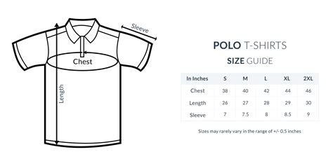 Polo Tshirt Size Chart Snapper Choice
