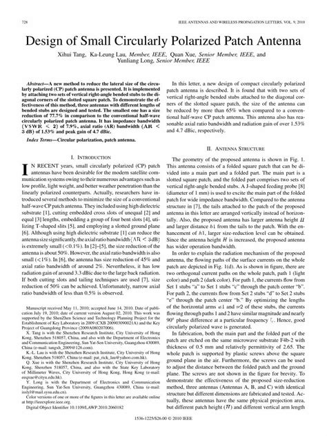 Pdf Design Of Small Circularly Polarized Patch Antenna Dokumentips