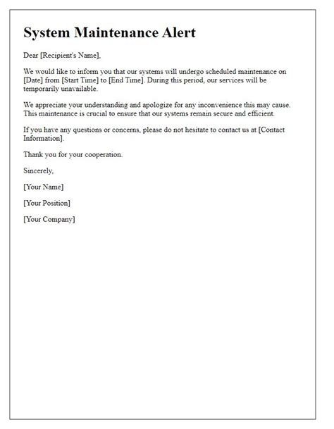 Letter Template For System Upgrade Notification Free Samples In Pdf