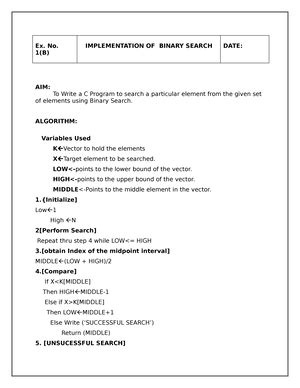 DSA Lab Index Final Verify The Details For Your Data Structure And