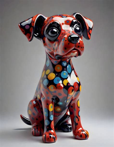 Colorful Dog Sculpture Figurine Generative Ai Stock Illustration