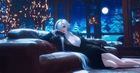 4k HD Wallpaper Arlecchino Resting In Moonlit Hotel Room