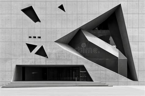 Modern Abstract Geometric Concrete Architecture Facade Stock Image Image Of Modern Public