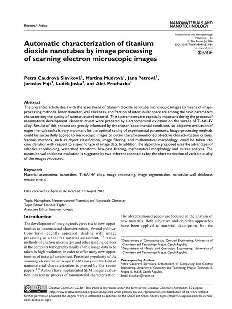 Pdf Automatic Characterization Of Titanium Dioxide Nanotubes By Image Processing Of Scanning