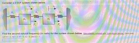 solved consider a 2 dof system shown below find the second