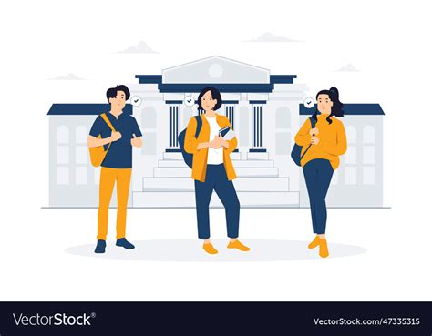 College Students University School Education Vector Image