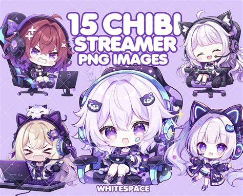 15 Chibi Streamer Pngs Cute Kawaii Gamer Clipart For Twitch Youtube Overlays Stickers