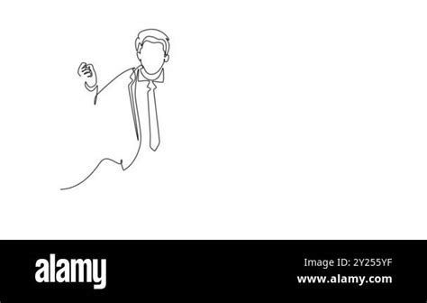 Self Drawing Animation Of Single Line Draw Young Happy Male And Female