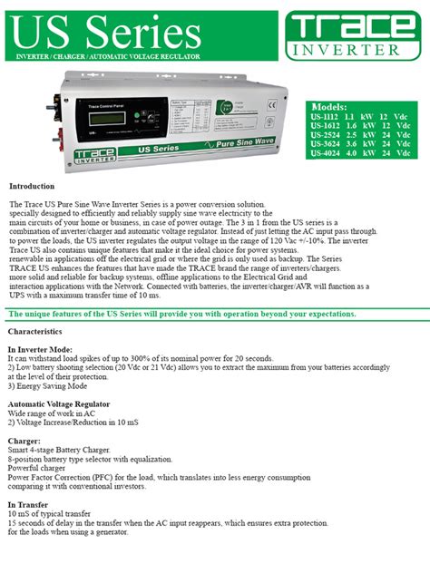 Datasheet Trace Inverters Us Line Pdf Power Inverter Battery