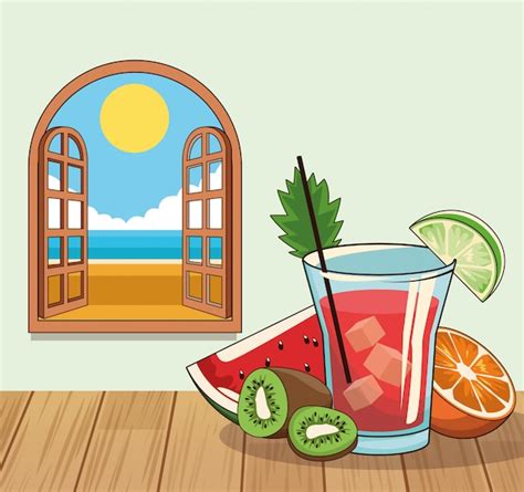 Premium Vector Tropical Cocktail Drink Poster