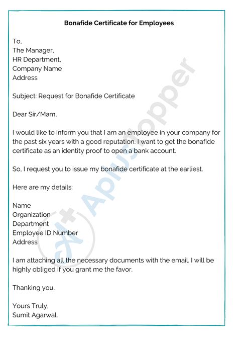 Application For Bonafide Certificate Application Process Format Use Of Bonafide Certificate