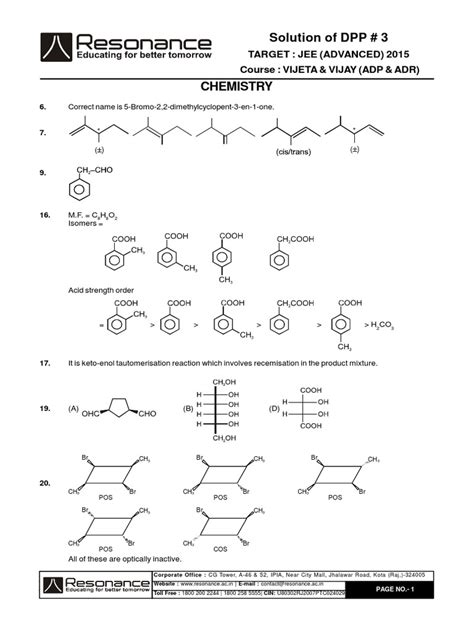 Chemistry Dpp Solution Pdf Stereochemistry Physical Chemistry