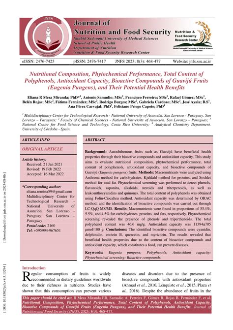 Pdf Nutritional Composition Phytochemical Performance Total Content