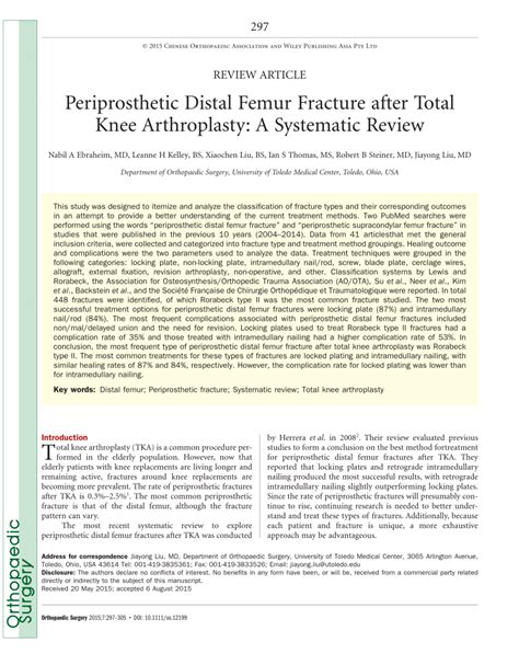 Pdf Periprosthetic Distal Femur Fracture After Total Knee Arthroplasty A Systematic Review