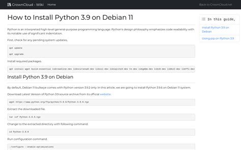 Crowncloud Wiki How To Install Python 3 9 On Debian 11