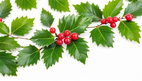 Premium AI Image Holly Berry Leaves Christmas Decoration Isolated On White Background