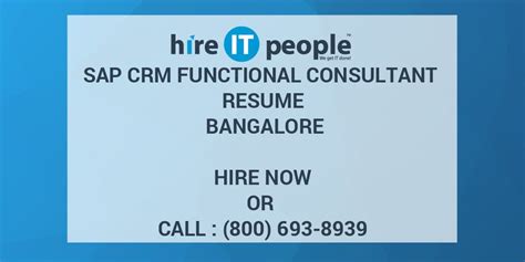 Sap Crm Functional Consultant Resume Bangalore Hire It People We Get It Done