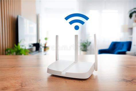 Modern Wi Fi Router On Light Table In Room Stock Image Image Of Internet Modern