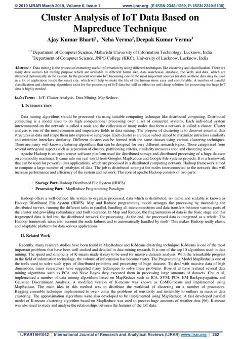 Pdf Cluster Analysis Of Iot Data Based On Mapreduce Technique