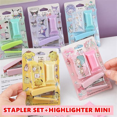 Jual Orgm Alat Tulis Kantor Perlengkapan Sekolah Stapler Set Hightlighter Karakter Kuromi