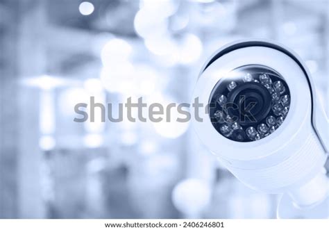 Modern Security Cctv Camera Against Blurred Stock Photo Shutterstock