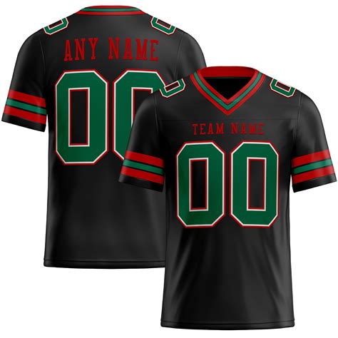 Custom Black Football Jersey Kelly Green Red Mesh Authentic Fansidea