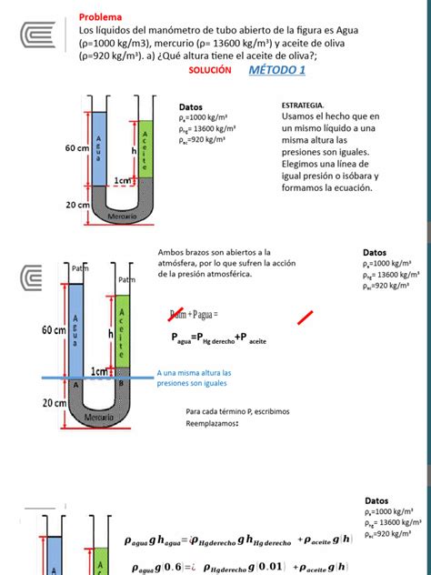 Ejercicios De Fluidos Pdf Presión Medida De Presión