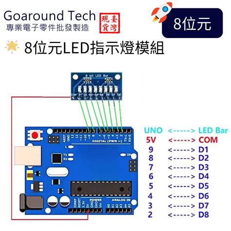 【環島科技】台灣現貨 3 3v 5v 8 位藍色共陽極 Led 指示燈模組 Arduino Led模組 8位元 蝦皮購物