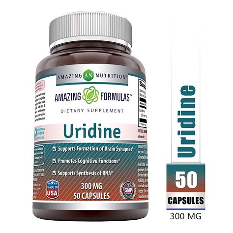 Amazing Formulas Uridine Dietary Supplement 300 Milligrams 50 Capsules