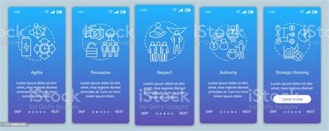 Leadership Skills Onboarding Mobile App Page Screen Vector Templ Stock Illustration Download