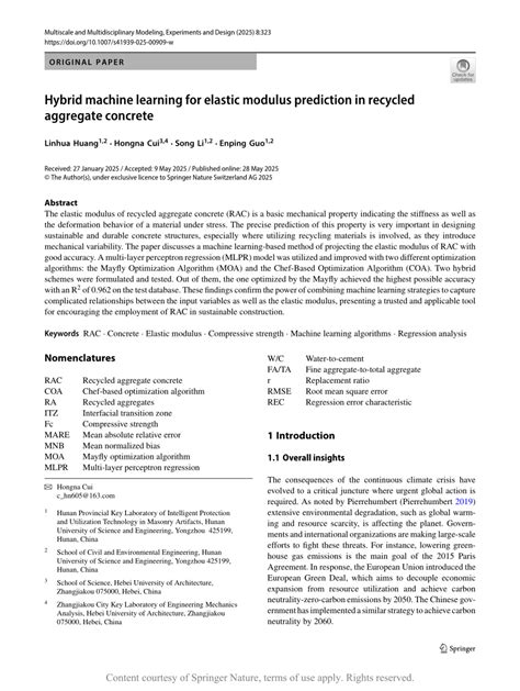 Hybrid Machine Learning For Elastic Modulus Prediction In Recycled