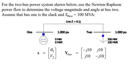 Solved Texts By Using Matlab For The Two Bus Power System Shown Below Use The Newton Raphson