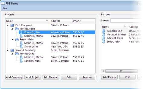 Simple Template Based Relational Database