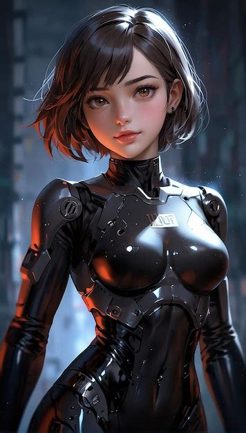 cyborg girl futuretech illustration premium ai generated image