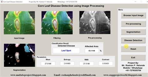 corn leaf disease detection using matlab source code ~ matlab projects