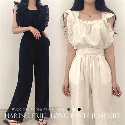 줄리샵 무료배송 하링 프릴 민소매 긴바지 점프수트r