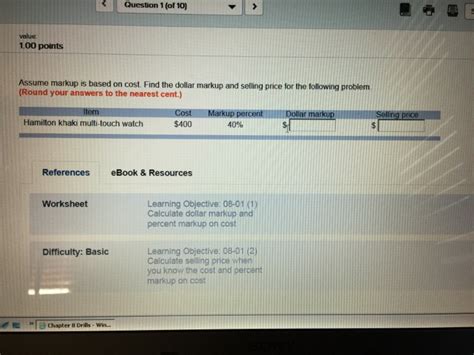 Solved Assume Markup Is Based On Cost Find The Dollar